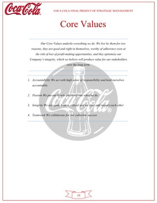 Coca Cola Company Strategic Management Project ( A Comprehensive ...