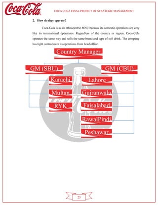 Coca Cola Company Strategic Management Project ( A Comprehensive ...