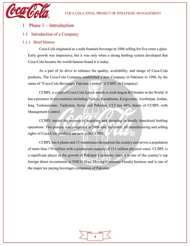 Coca Cola Company Strategic Management Project ( A Comprehensive Analysis on Strategic ...