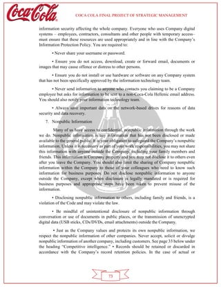 Coca Cola Company Strategic Management Project ( A Comprehensive ...