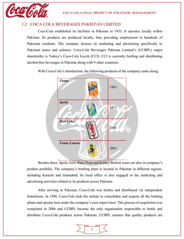 Coca Cola Company Strategic Management Project ( A Comprehensive Analysis on Strategic ...
