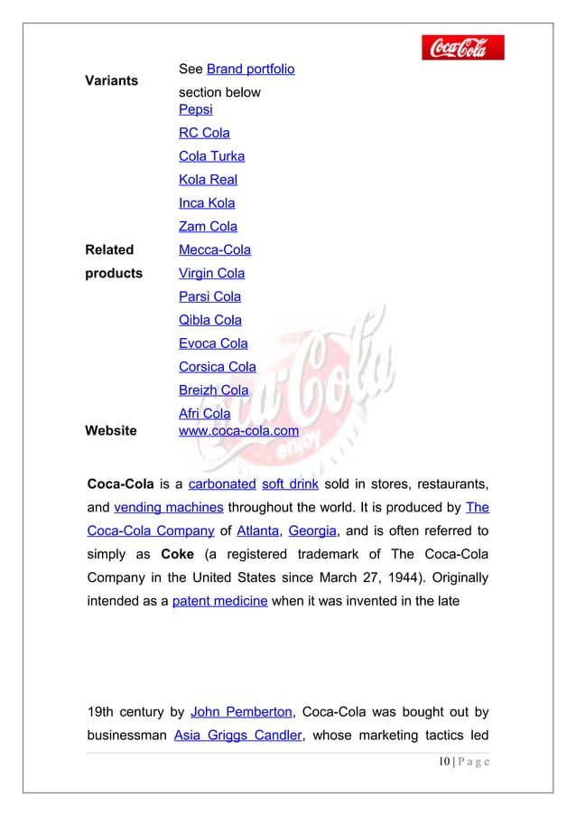 Coca cola dharm project | PDF