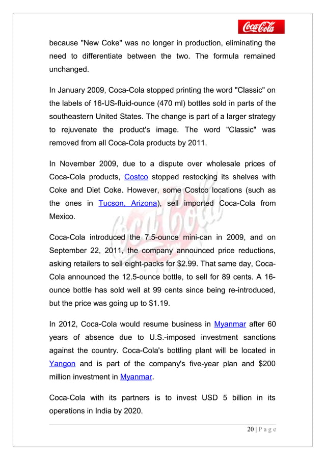 Coca cola dharm project | PDF