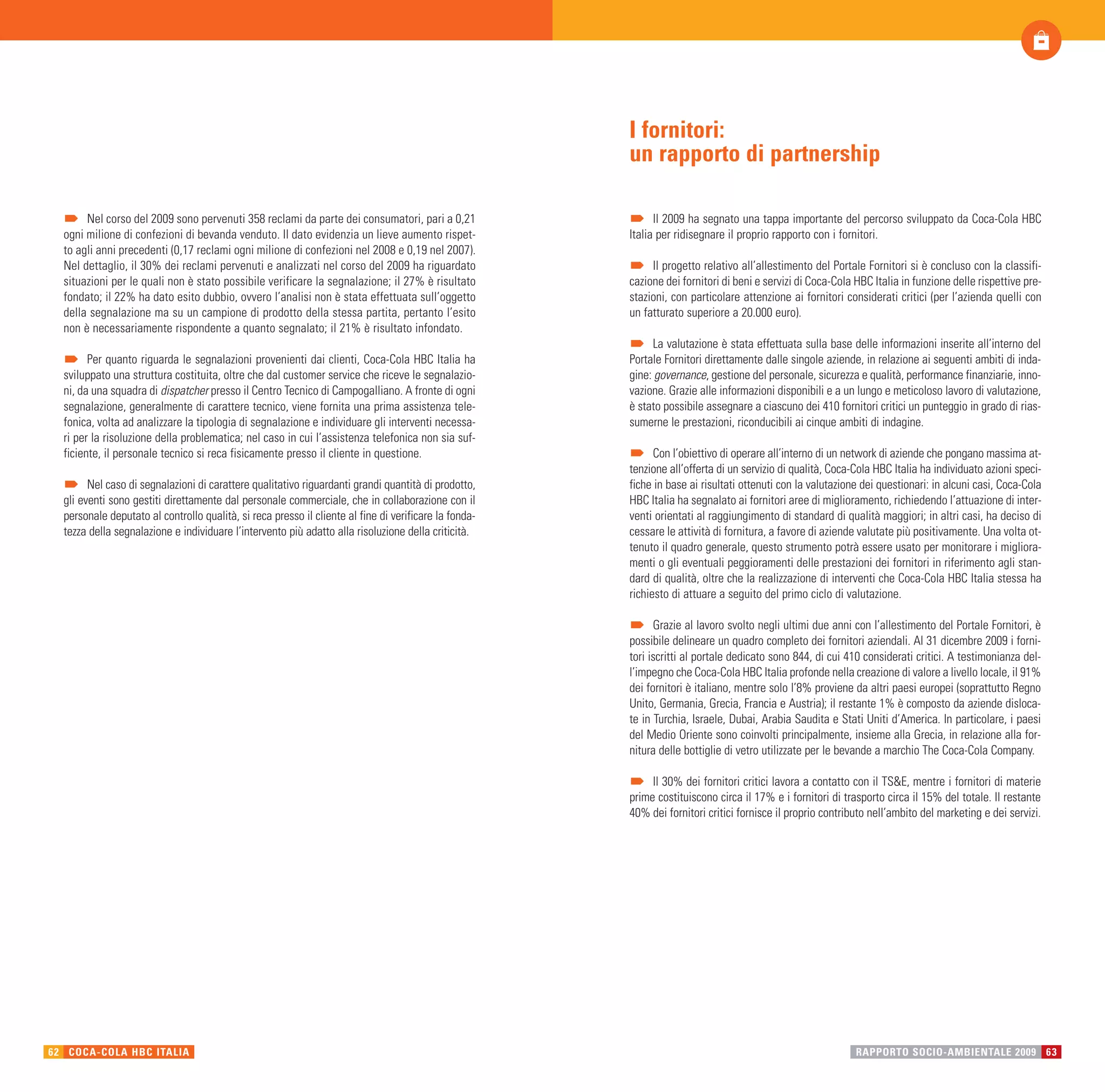 Coca Cola HBC Italia: RAPPORTO SOCIO-AMBIENTALE 2009-2010 | PDF