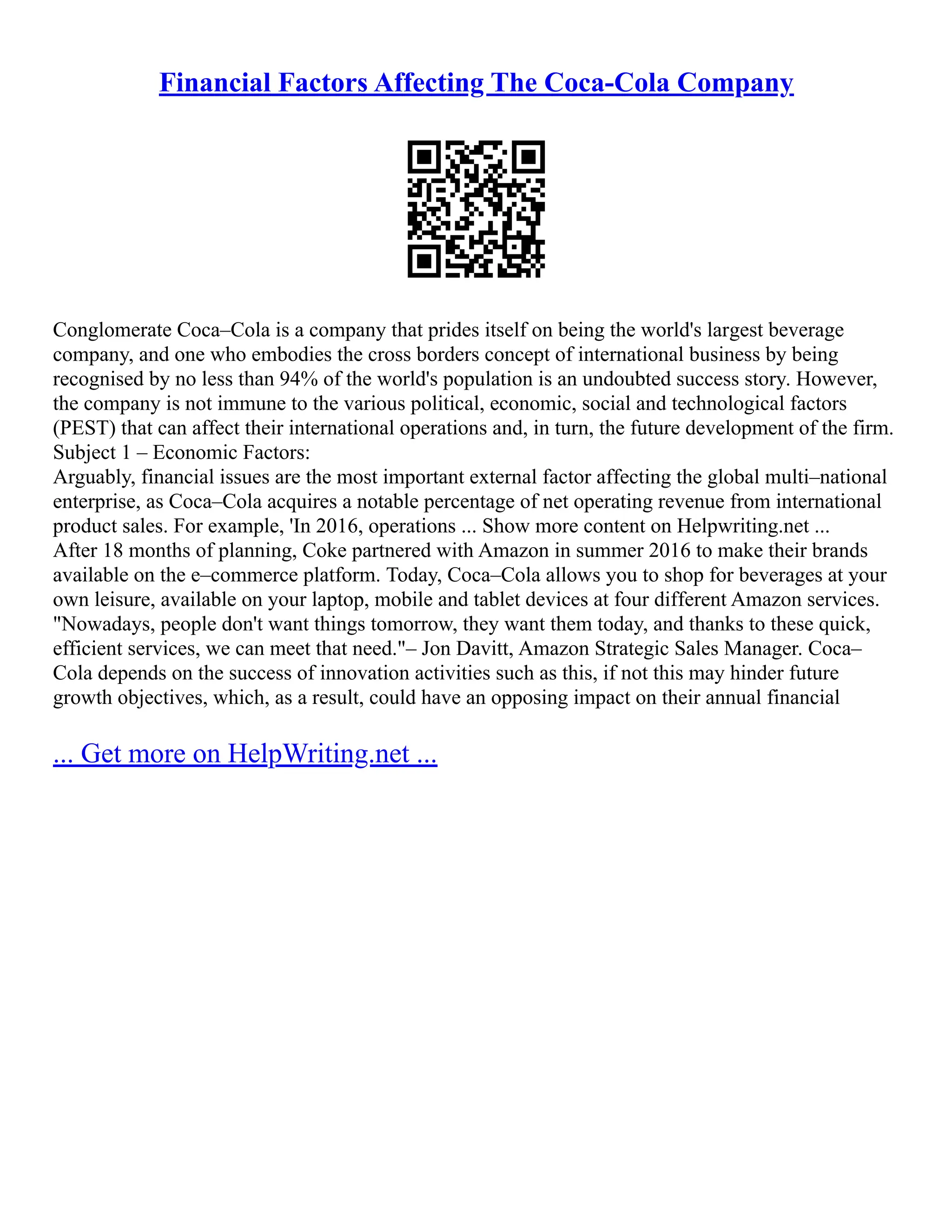 Coca Cola Income Statement | PDF