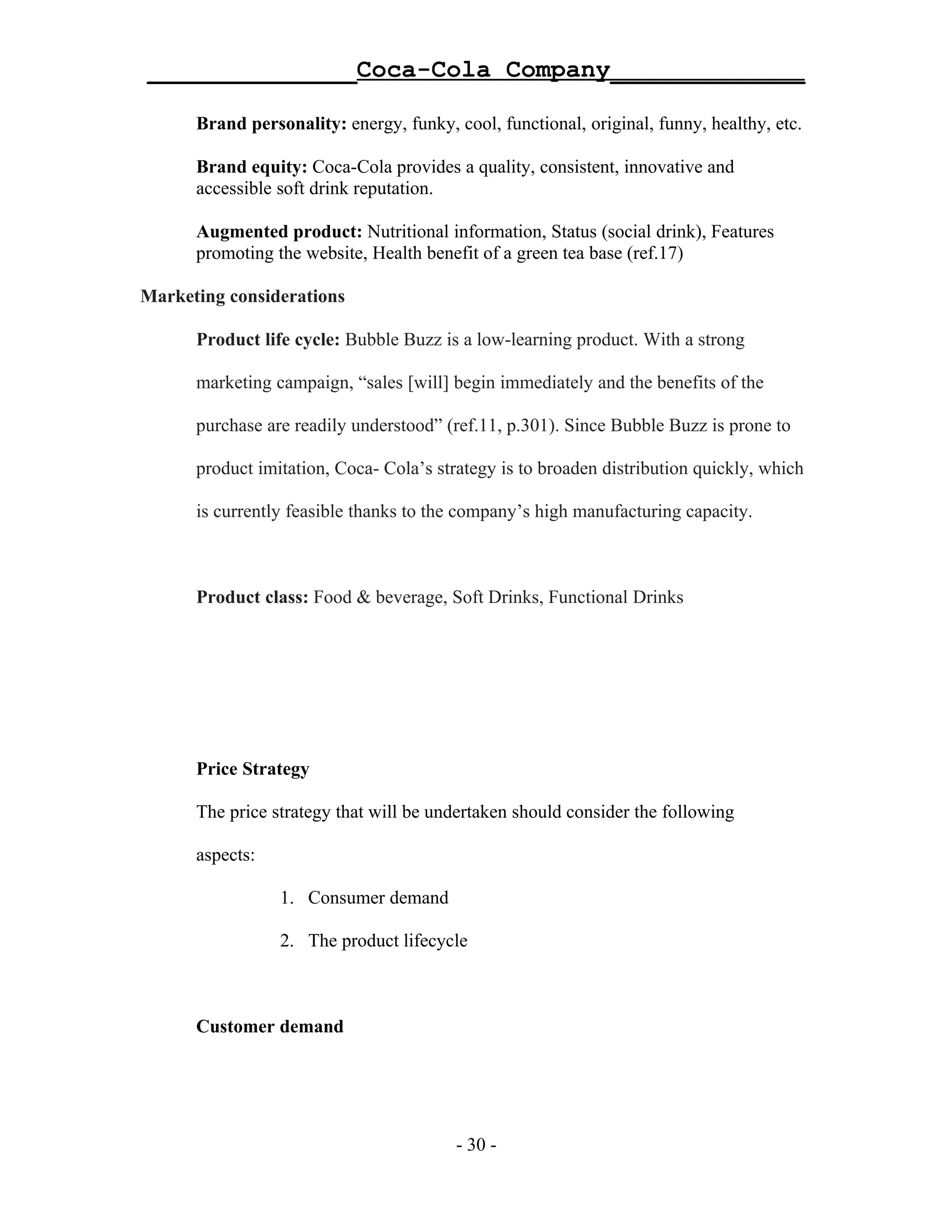 Coca Cola Marketing Plan | DOC