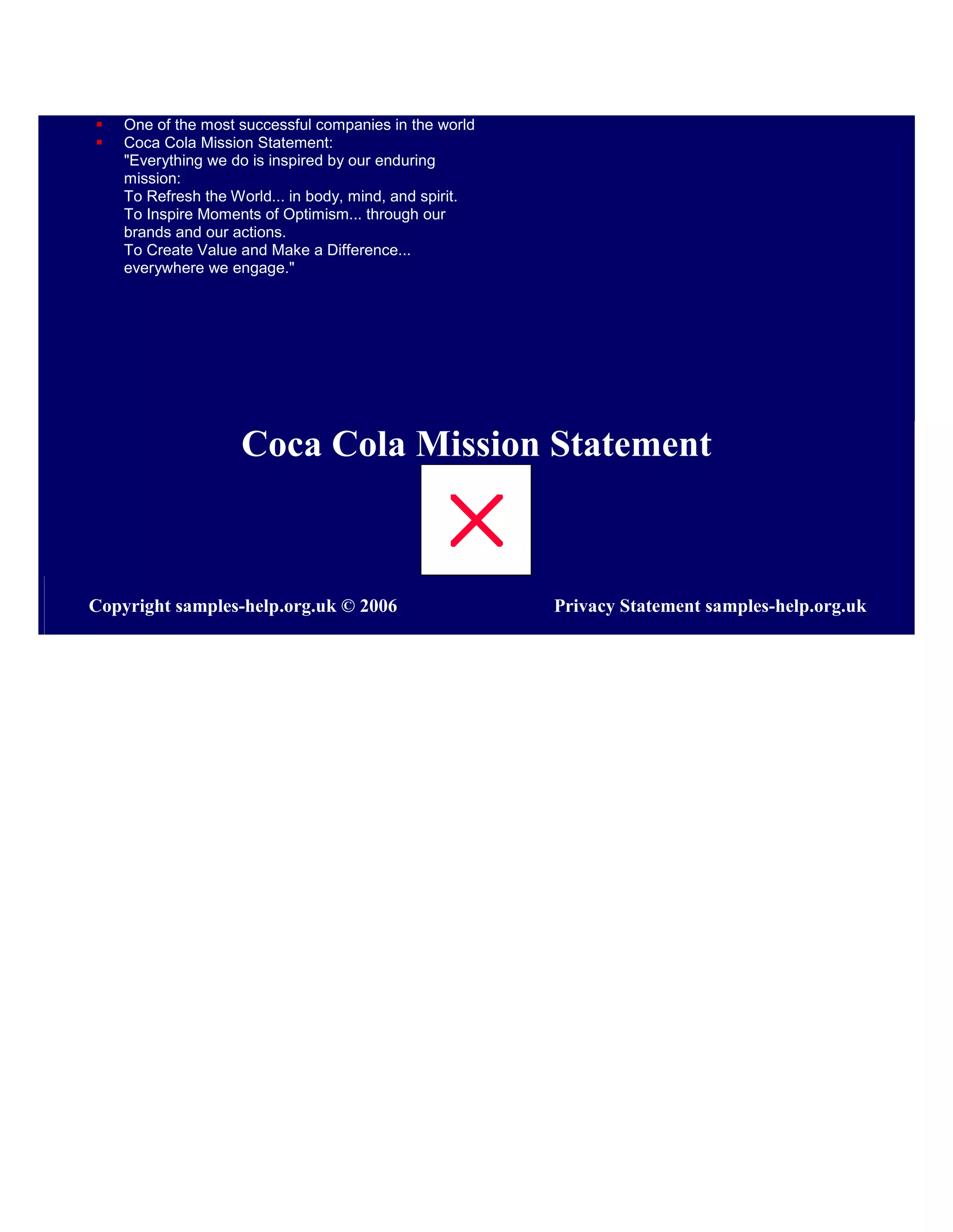 Coca cola mission statement | PDF