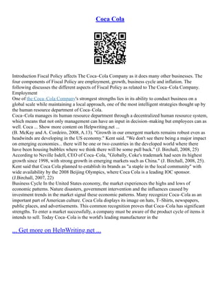 Coca Cola Mission Statement | PDF