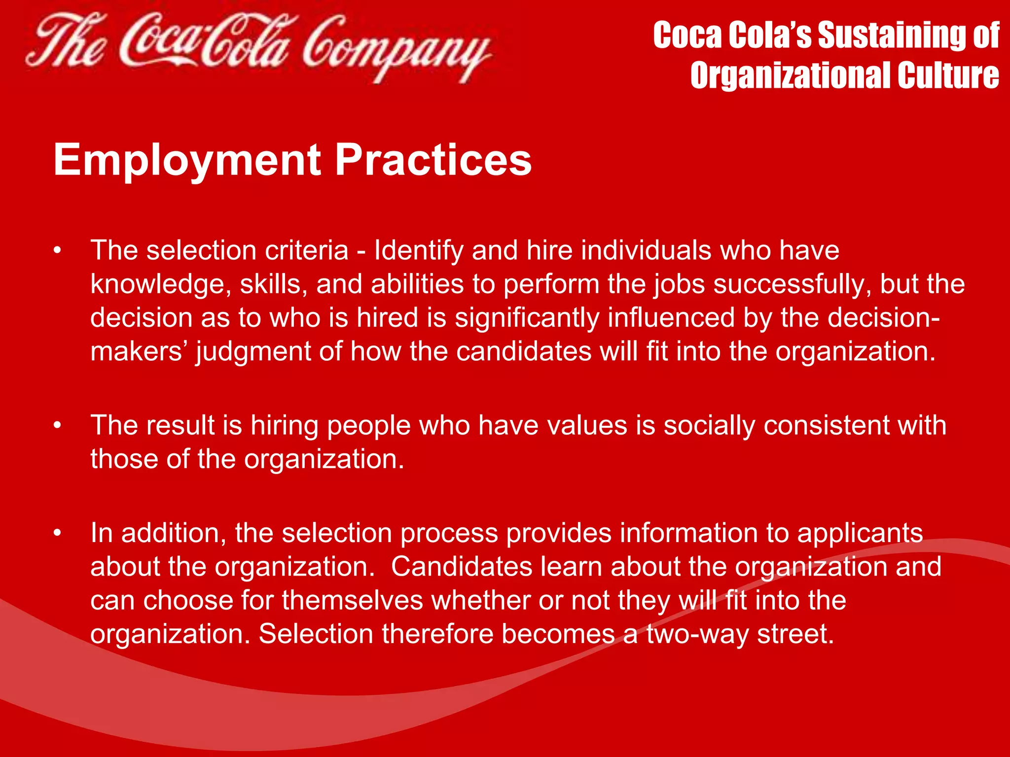 Coca Cola Organizational Culture | PPTX