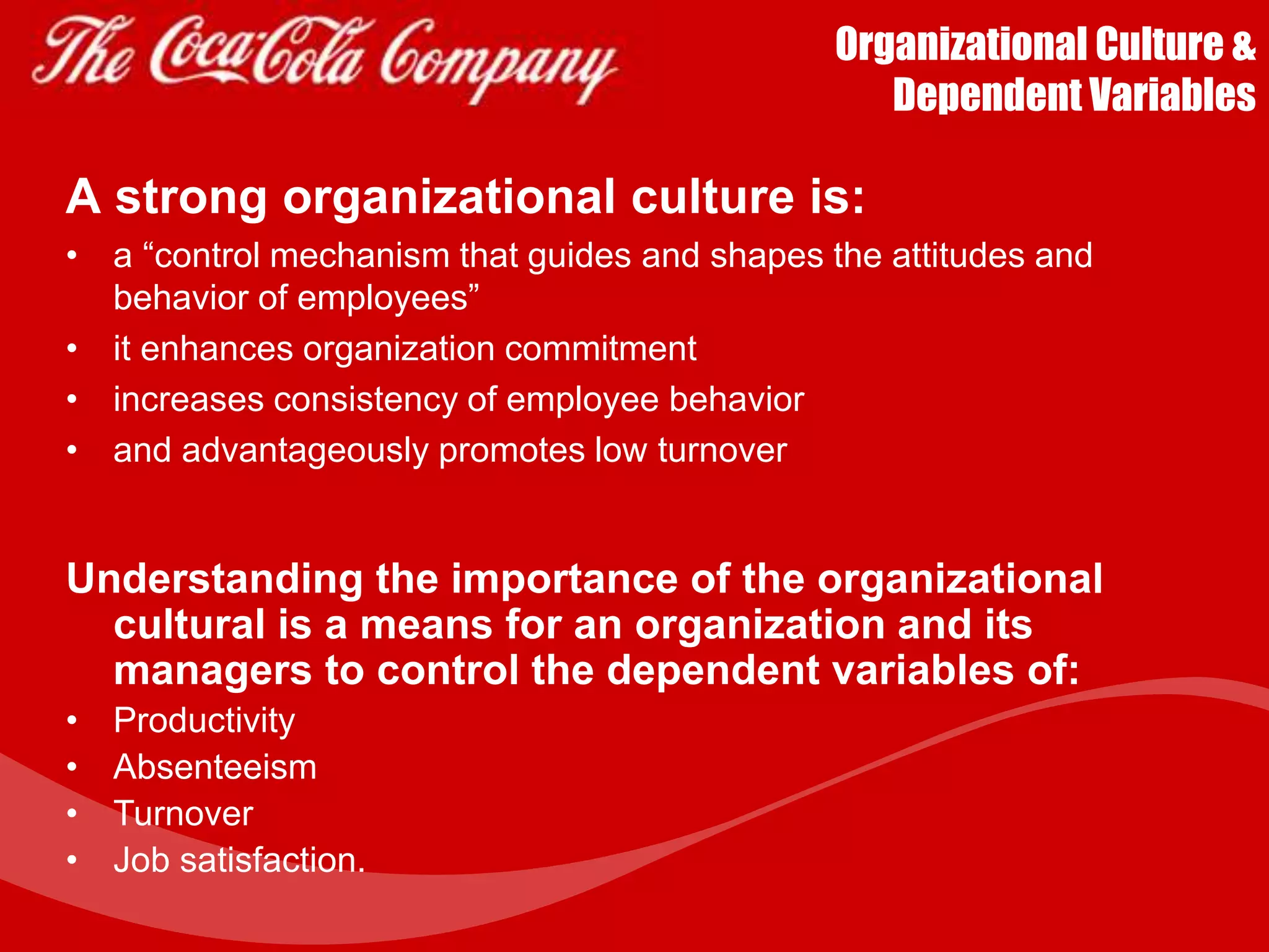 Coca Cola Organizational Culture | PPTX