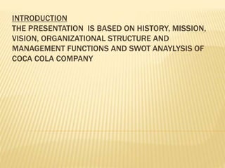 Coca cola presentation | PPTX | Business Administration | Business