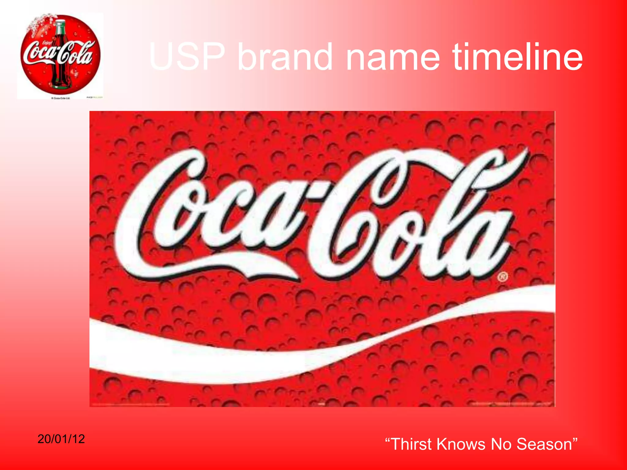 Unit 1 Research: Coca Cola brand history | PPTX