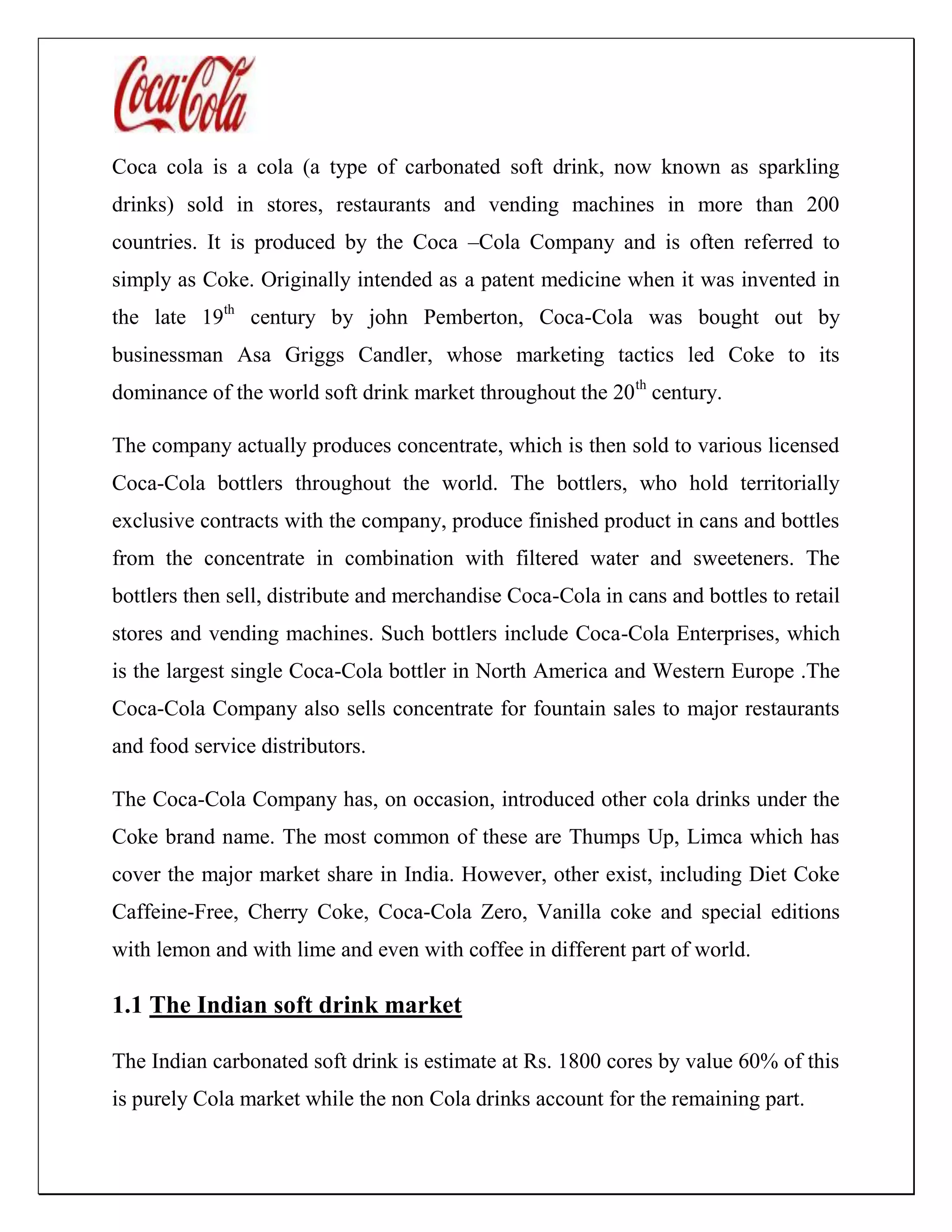 Coca cola project | PDF