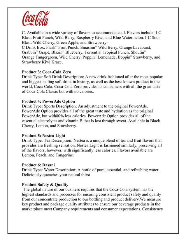 Coca cola project | PDF