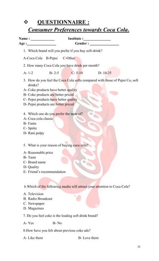 Coca cola project | PDF