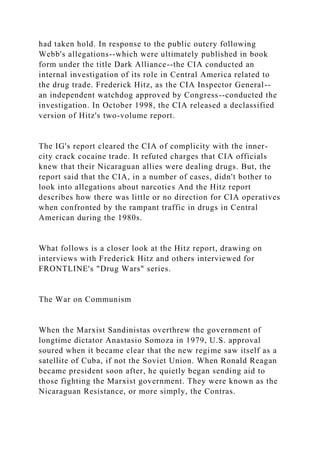 cocaine, conspiracy theories and the cia in central america by Craig.docx