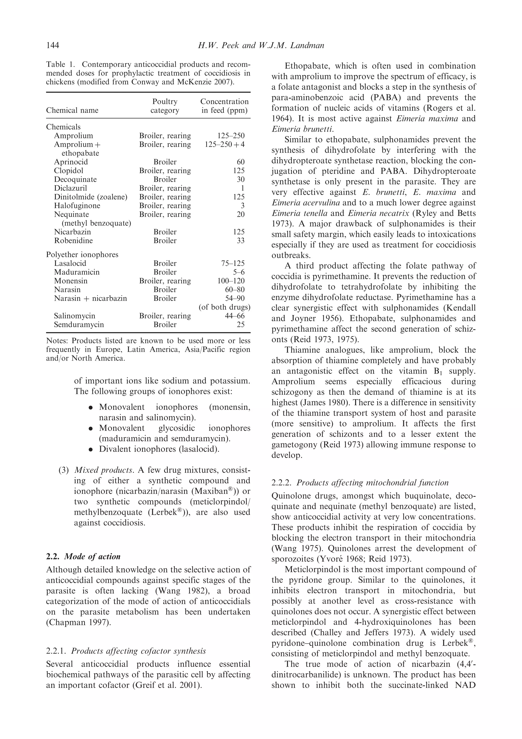 Coccidiosis in poultry anticoccidial products vaccines and other ...