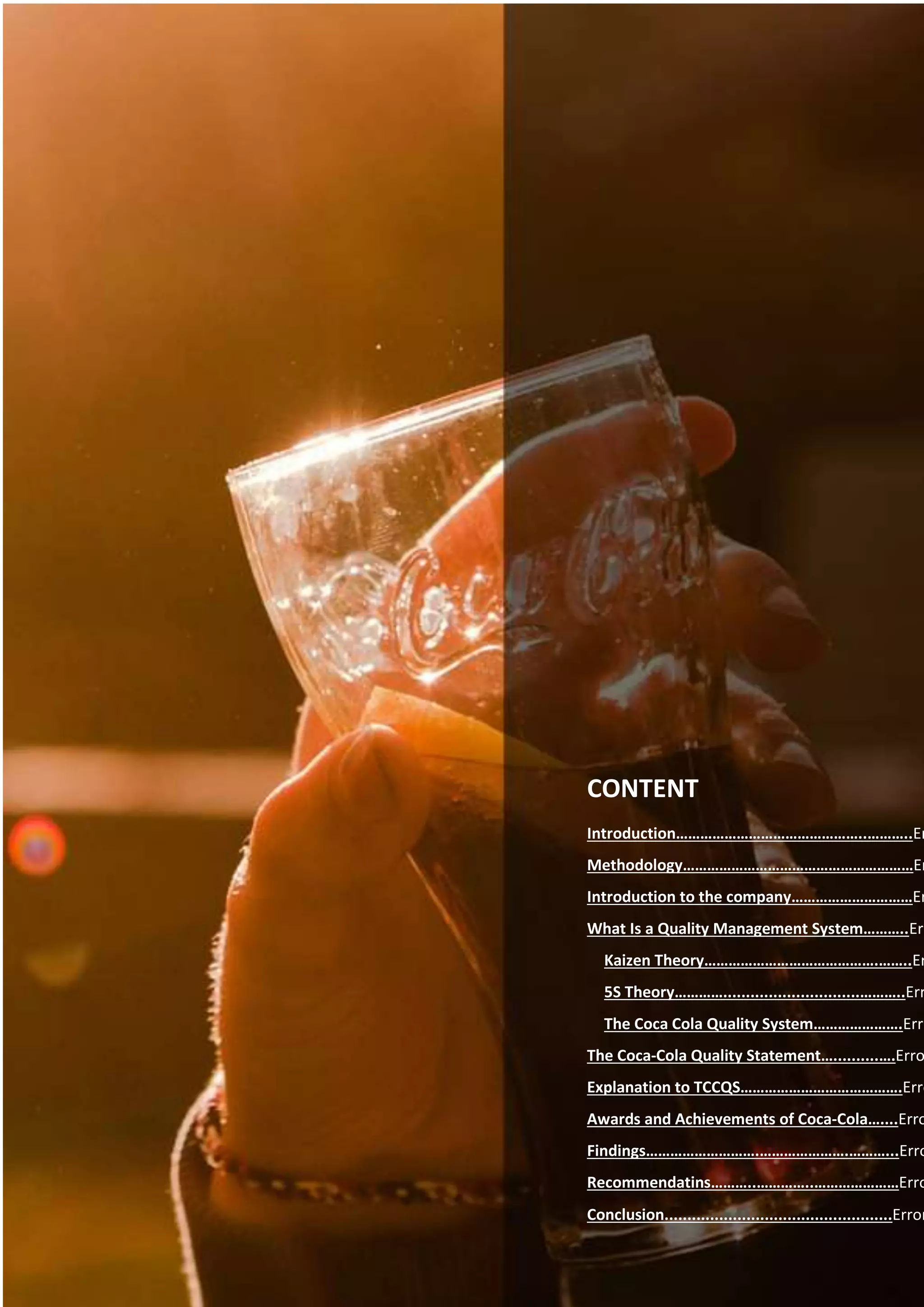 QUALITY MANAGEMENT SYSTEM OF COCA COLA | DOCX