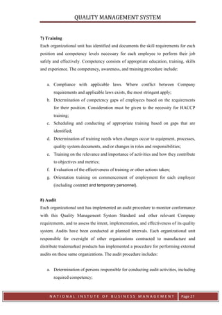 QUALITY MANAGEMENT SYSTEM OF COCA COLA | DOCX