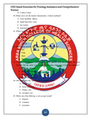 COC based excercises for health professionals | DOCX