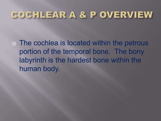 Cochlear anatomy & physiology overview | PPTX