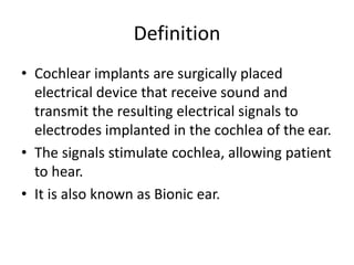 Cochlear implantation | PPTX