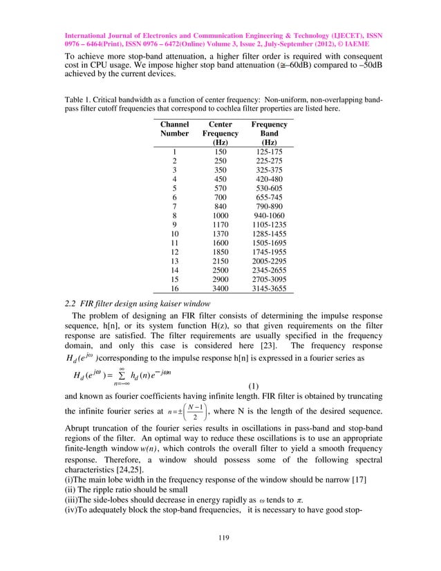 Cochlear implant acoustic simulation model based on critical band filters | PDF