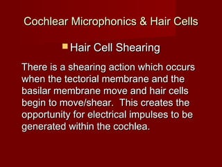 HIS 120 Cochlear Microphonics and Hair Cells | PPT