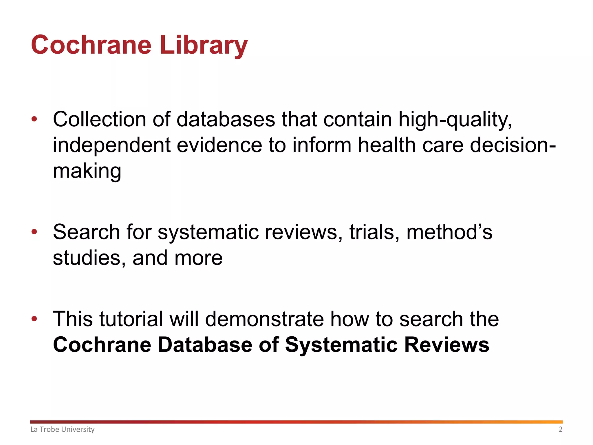The Cochrane Library | PPTX