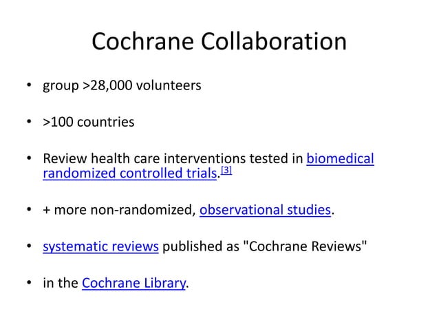 Cochrane Collaboration | PPTX | Medical Health