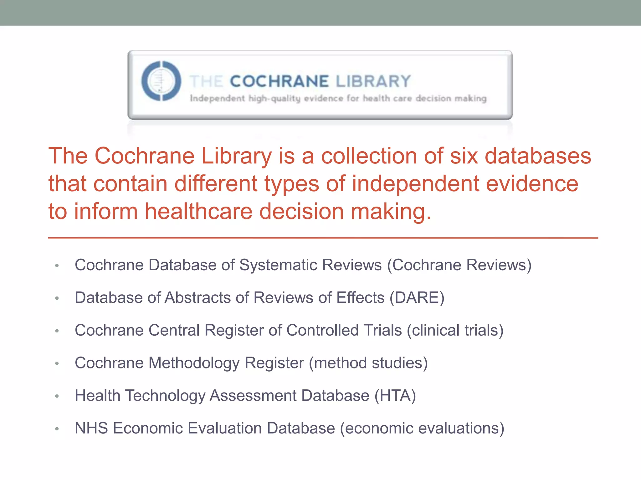 Cohcrane Library | PPT