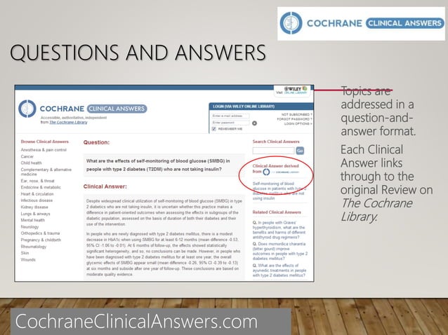Evidence Based Medicine Master degree Course (Lecture 3): Searching Cochrane Library. | PPT ...