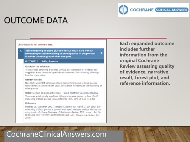Evidence Based Medicine Master degree Course (Lecture 3): Searching Cochrane Library. | PPT