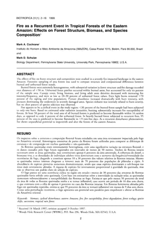 Cochrane & schulze, 1999. Fire as a recurrent event in tropical forests of the eastern amazon | PDF