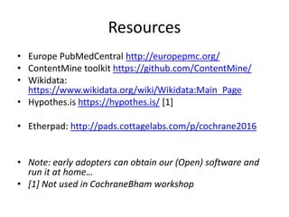 Cochrane workshop 2016 | PPT
