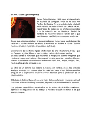 COCIJO - Sabino Guisu - MAIA Contemporary - ¿A dónde se han fugado ...