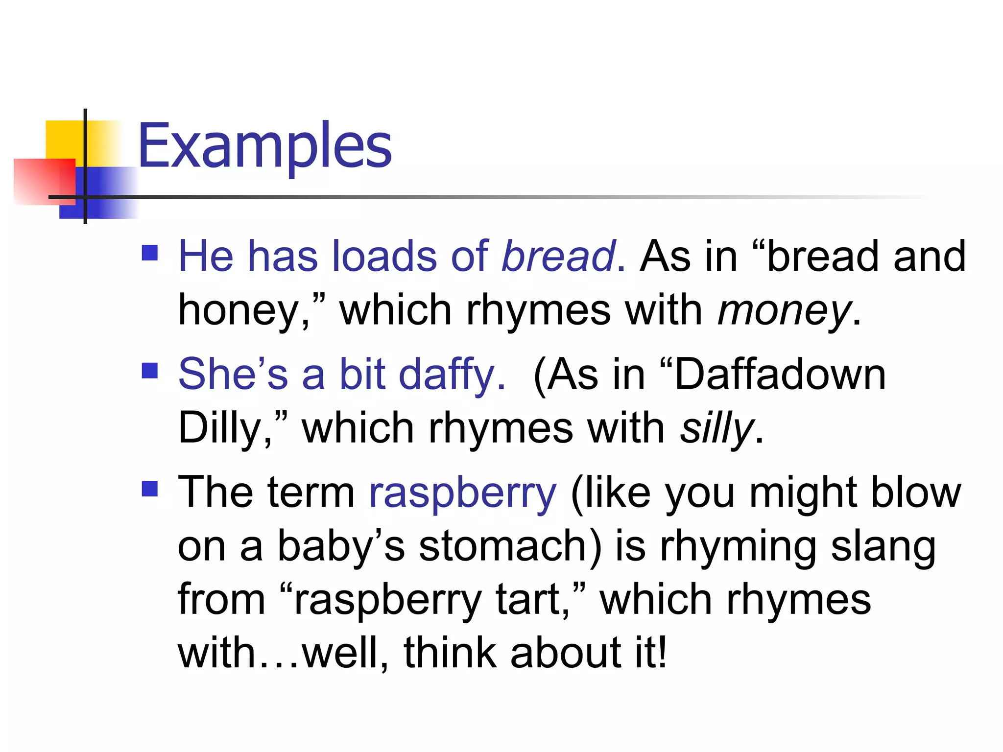 Cockney Rhyming Slang | PPT