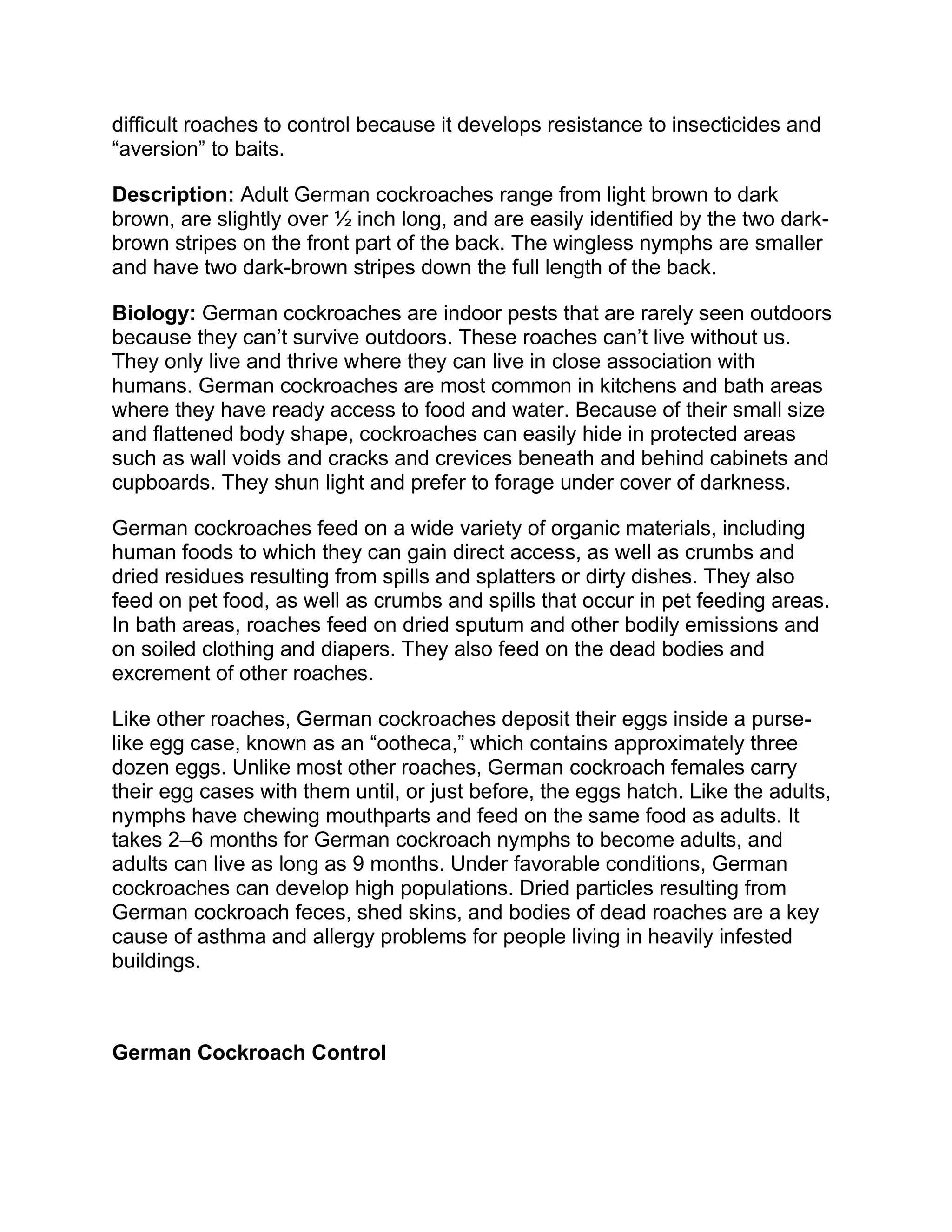 COCKROACHES CONTROL METHODS IN KENYA | PDF