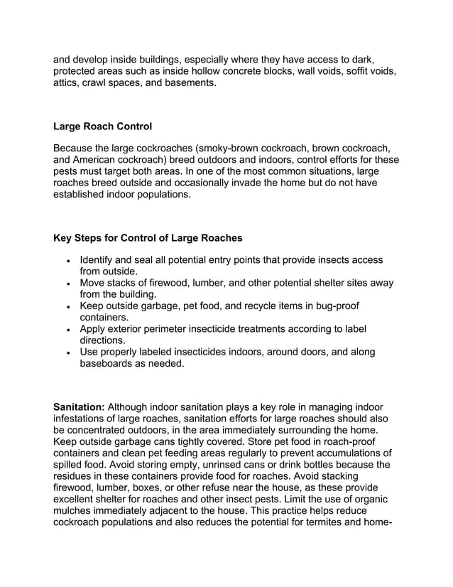 COCKROACHES CONTROL METHODS IN KENYA | PDF