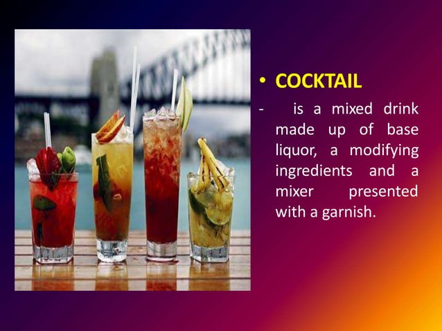 Cocktail | PPTX | Alcoholic Beverages | Food & Drink