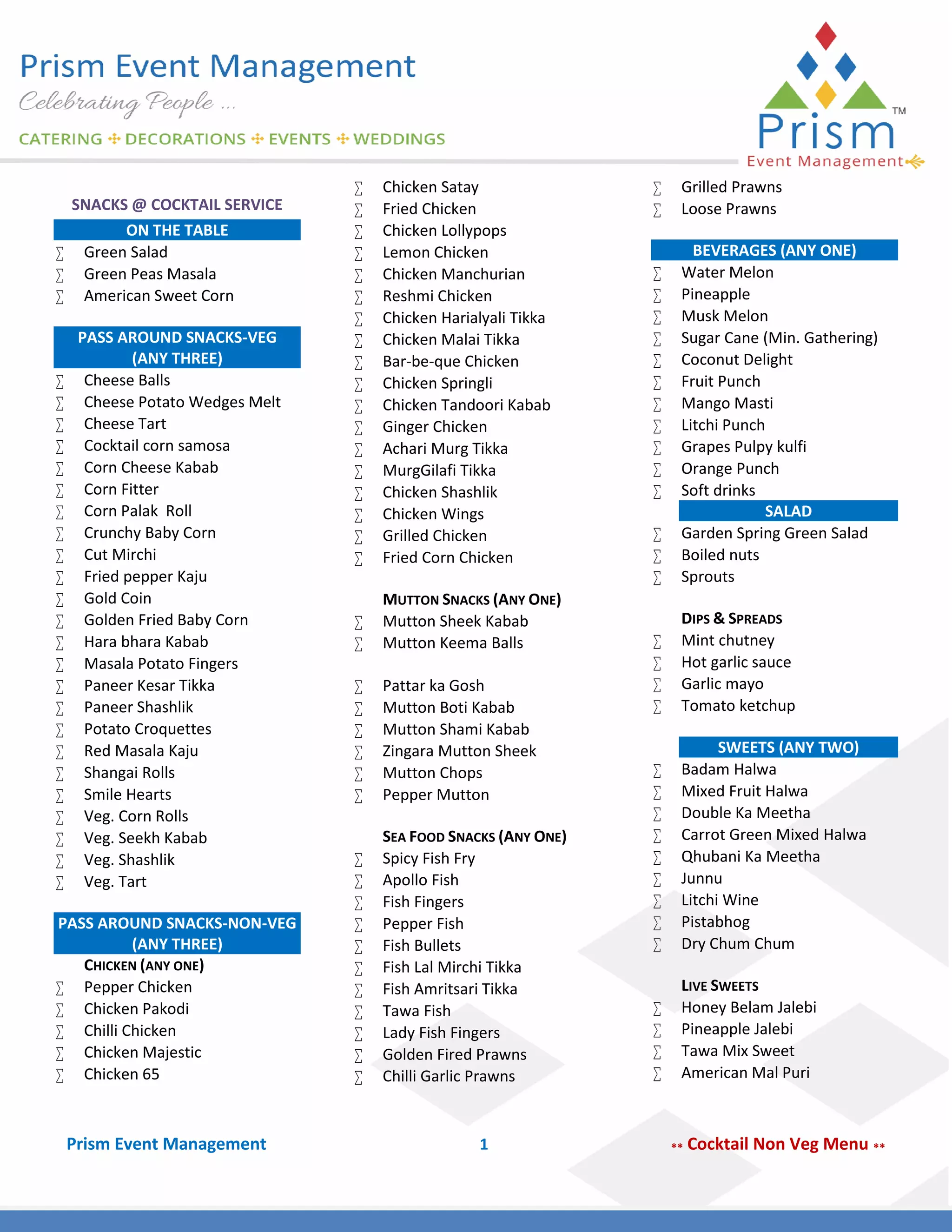 Cocktail non-veg-choice-menu-standard | PDF