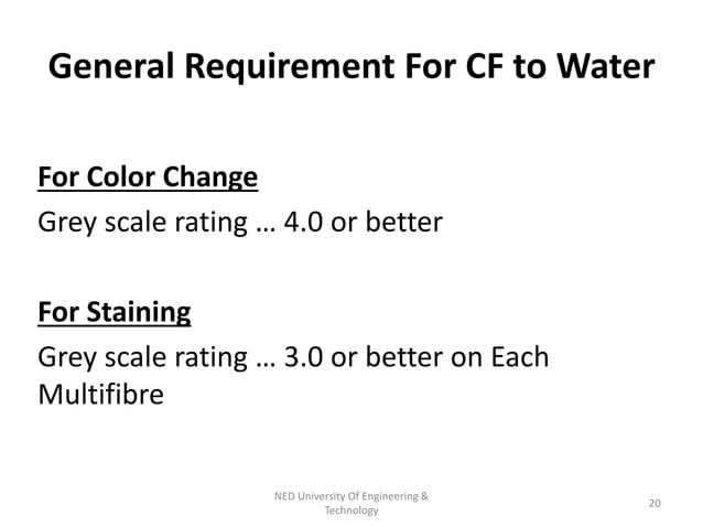 colour fastness to water testing method and general requirements | PPT