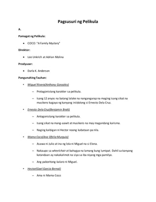 Coco: Isang pagsusuri ni Jake N. Casiple | DOCX