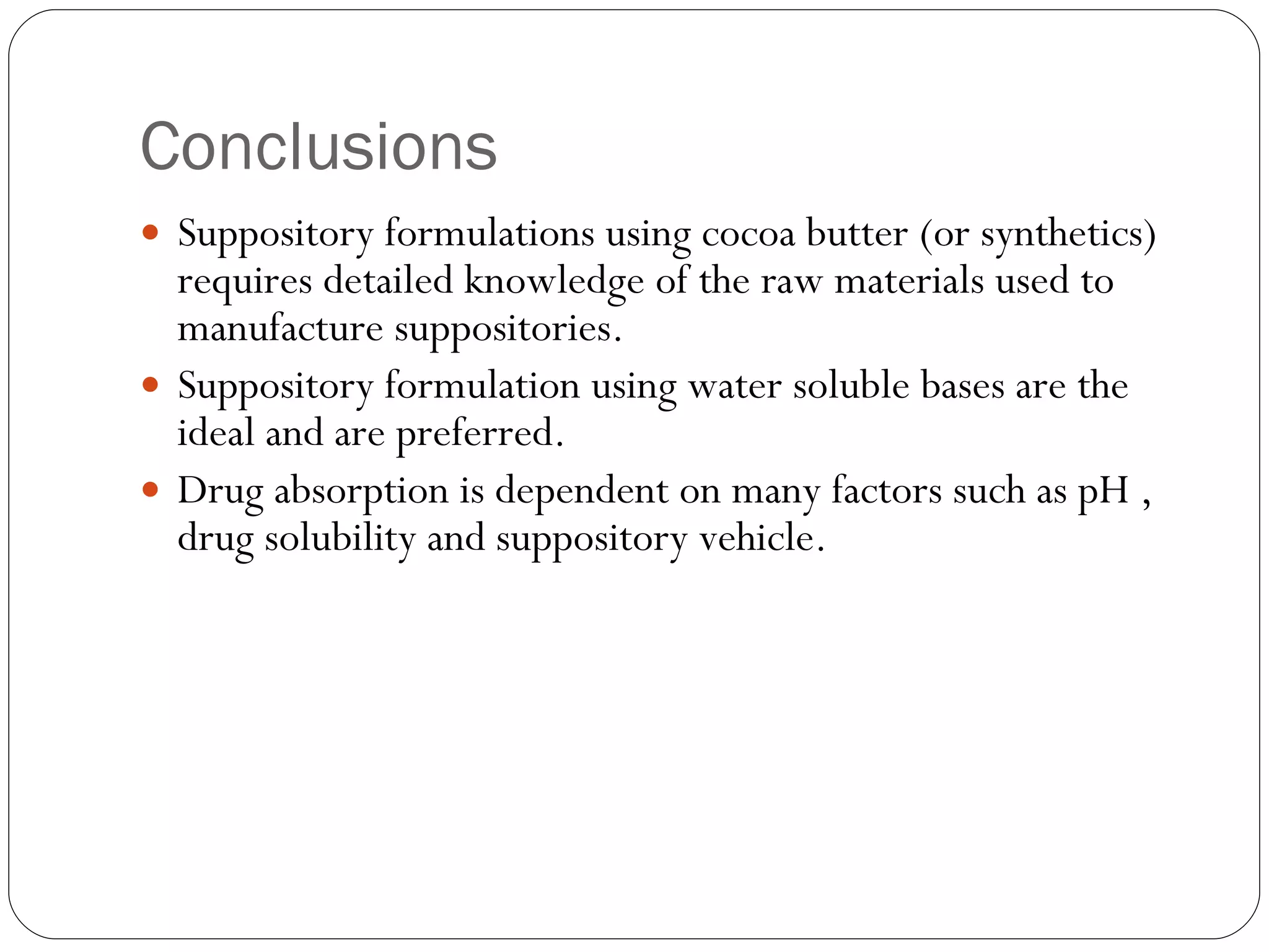 Cocoa butter based suppository formulation | PPT