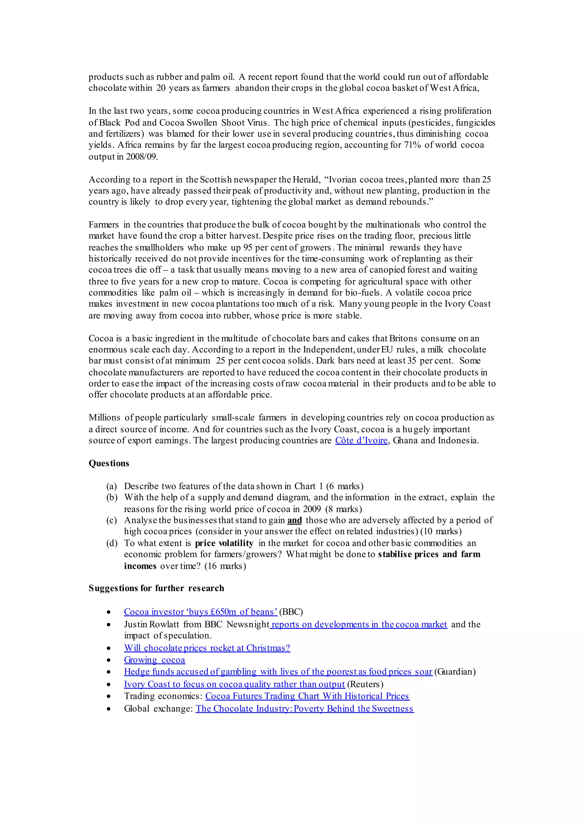 Cocoa economics worksheet | DOCX