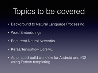 CoreML for NLP (Melb Cocoaheads 08/02/2018) | PDF | Programming Languages | Computing