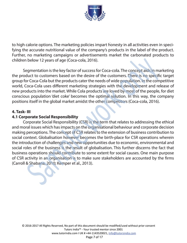 Coca Cola Market Research Assignment In UAE - Tutors India | PDF