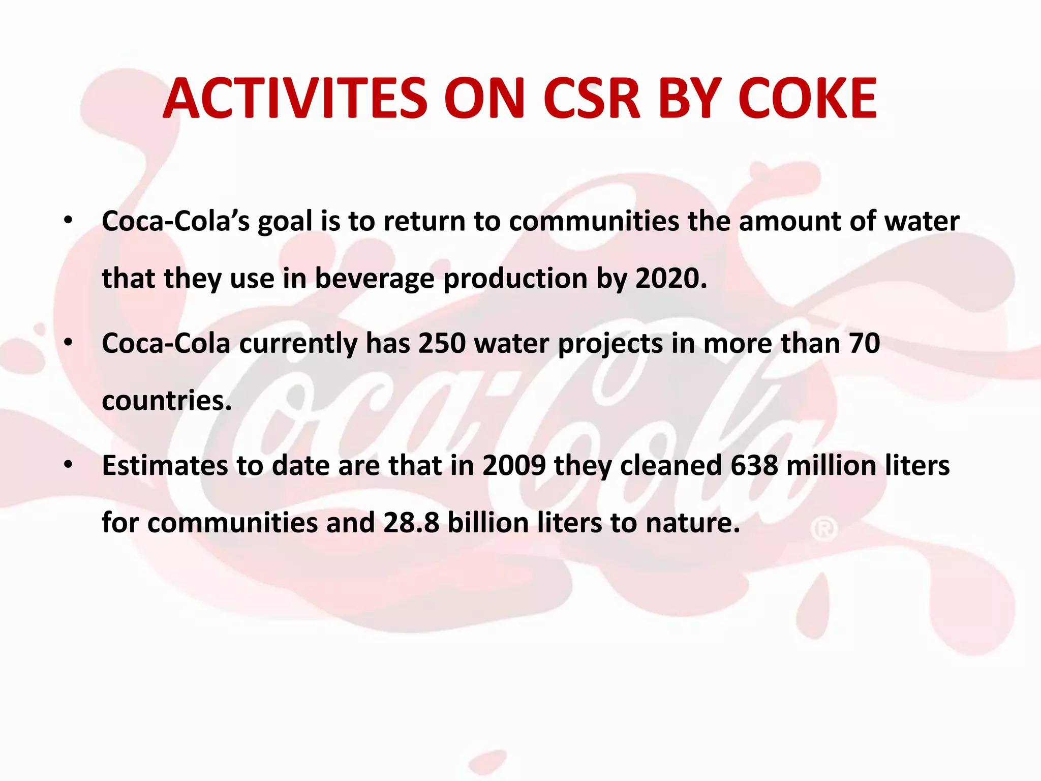 Coco Cola CSR | PPTX