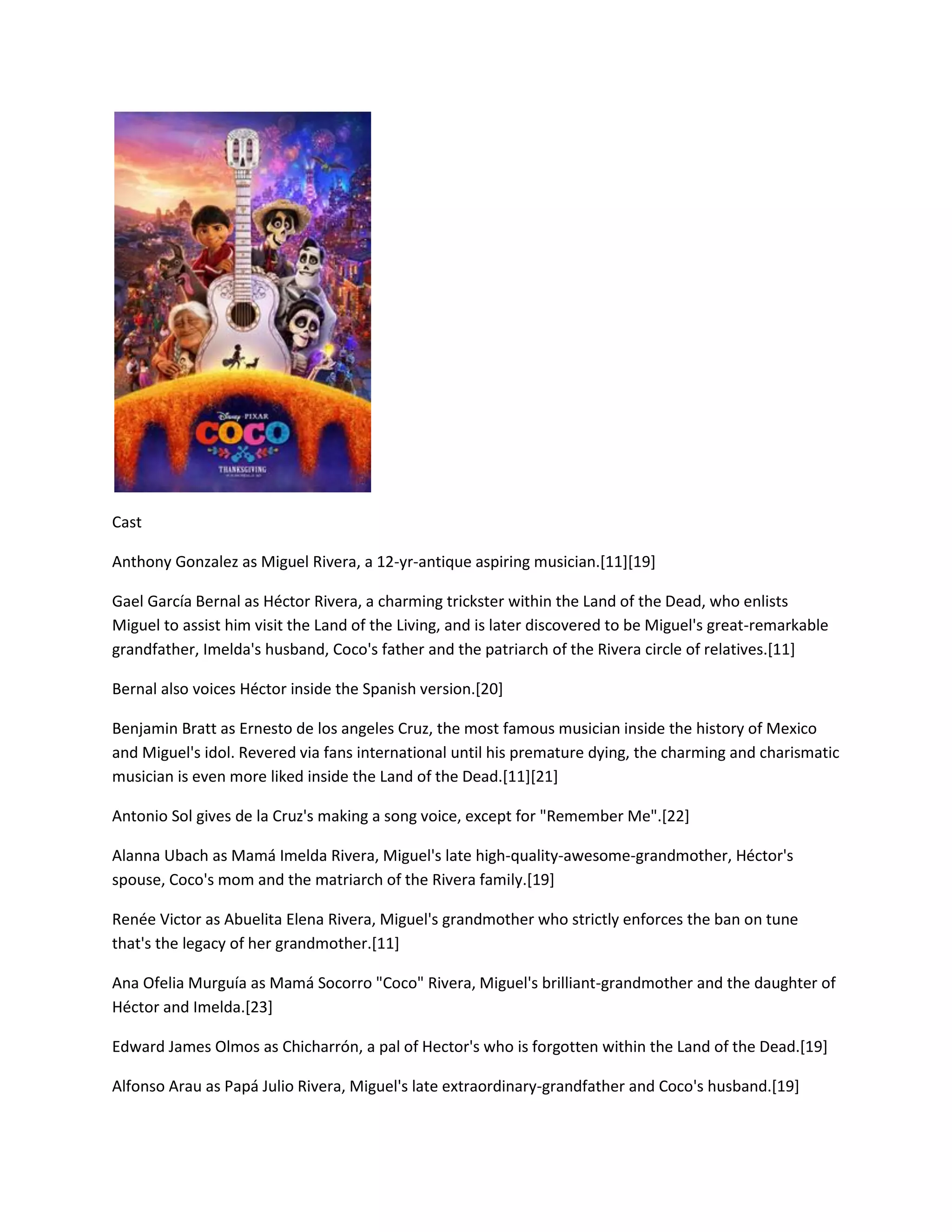 Coco Movie 2017 Full cast | PDF