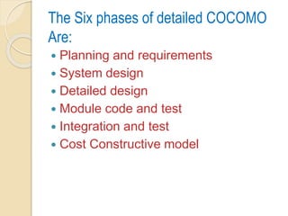 Cocomo ( cot constrictive model) and capability maturity model | PPTX